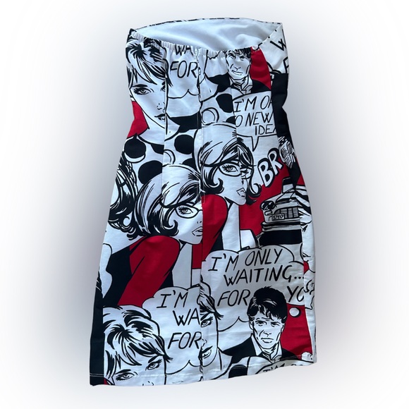 Dresses | Comic Fabric White Black And Red Body On Dress | Poshmark